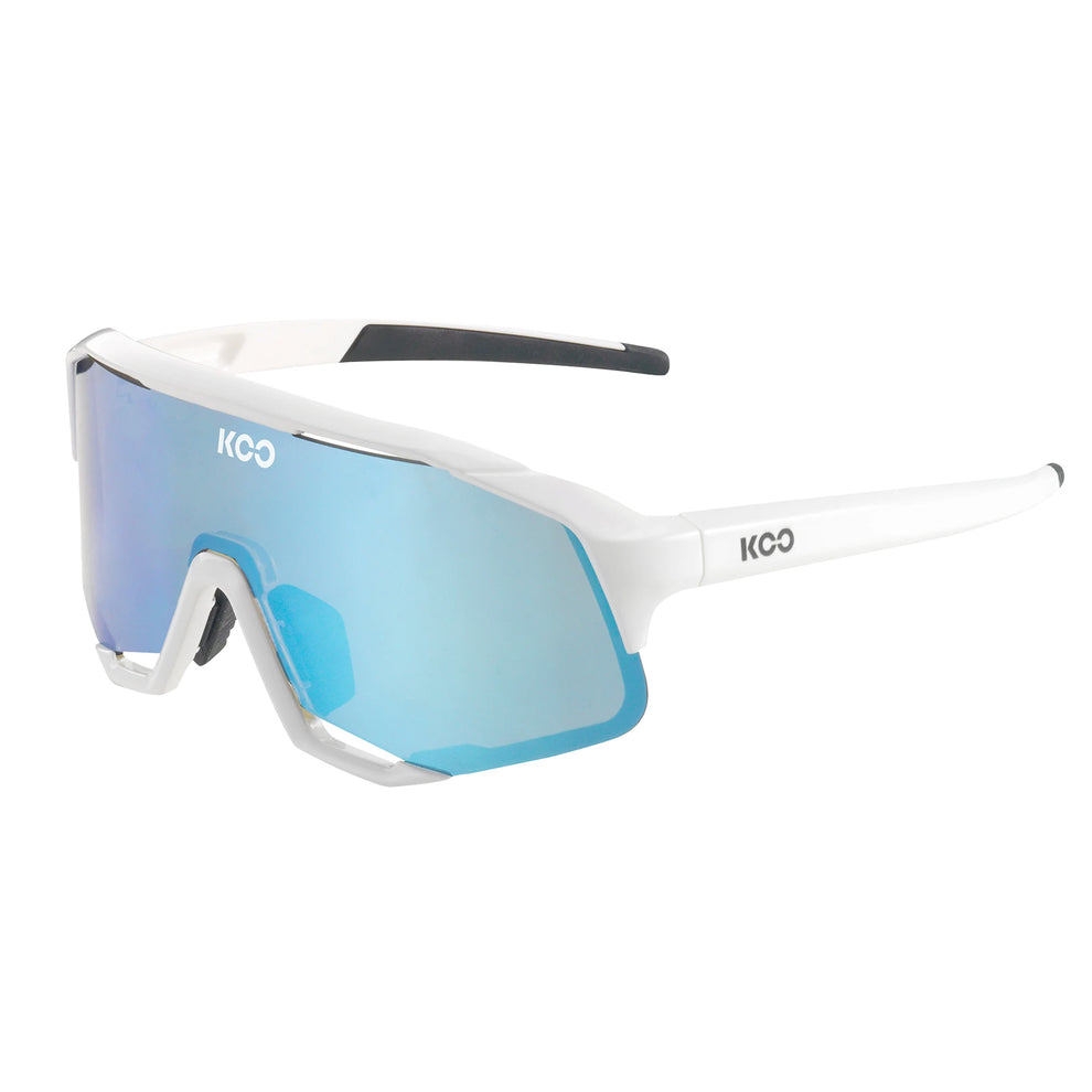 Koo Demos Cycling Sunglasses, White/Turquoise Lens – woolyswheels.com.au
